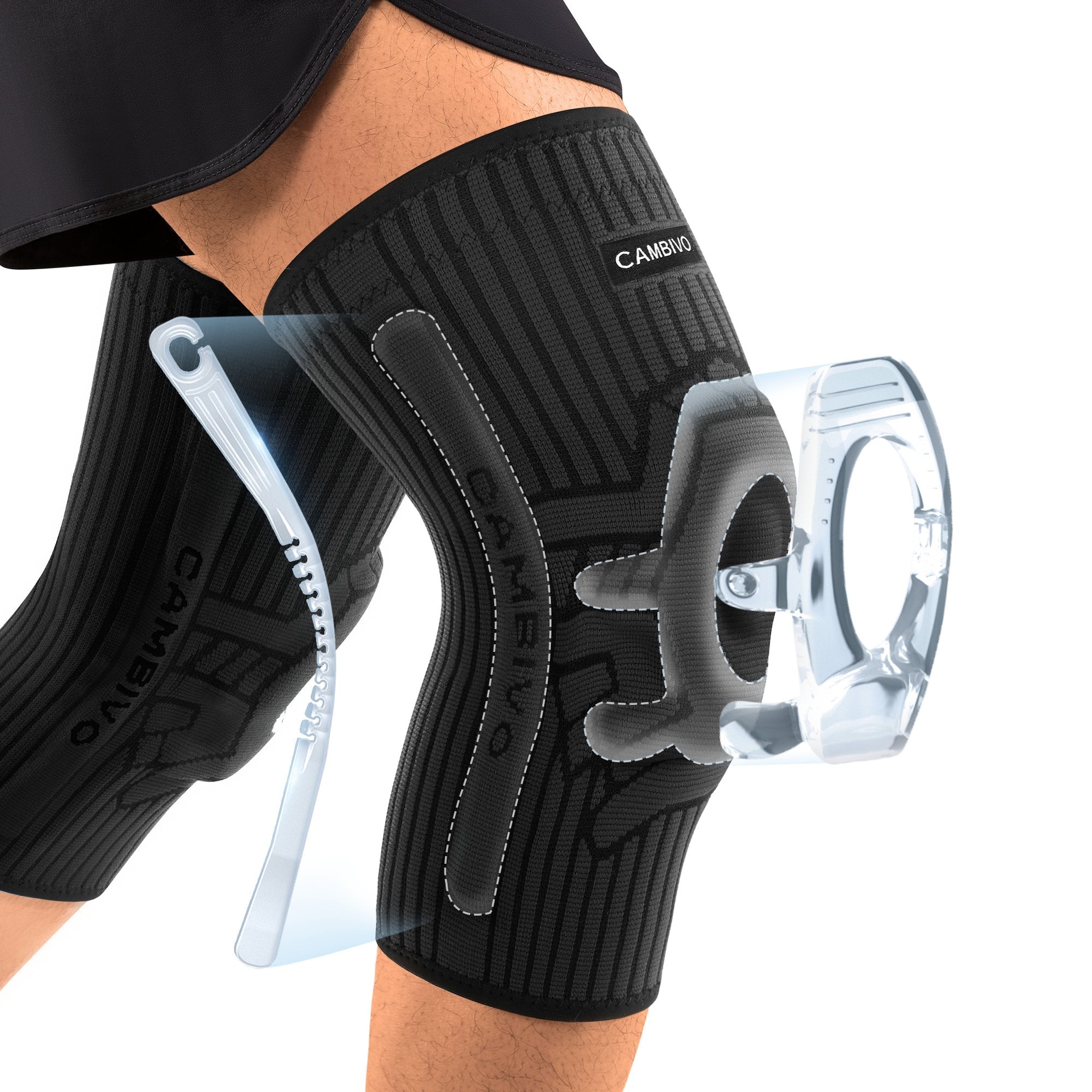 CAMBIVO 3.0 Pro Knee Braces with Side Stabilizers & Patella Gel Pad ...