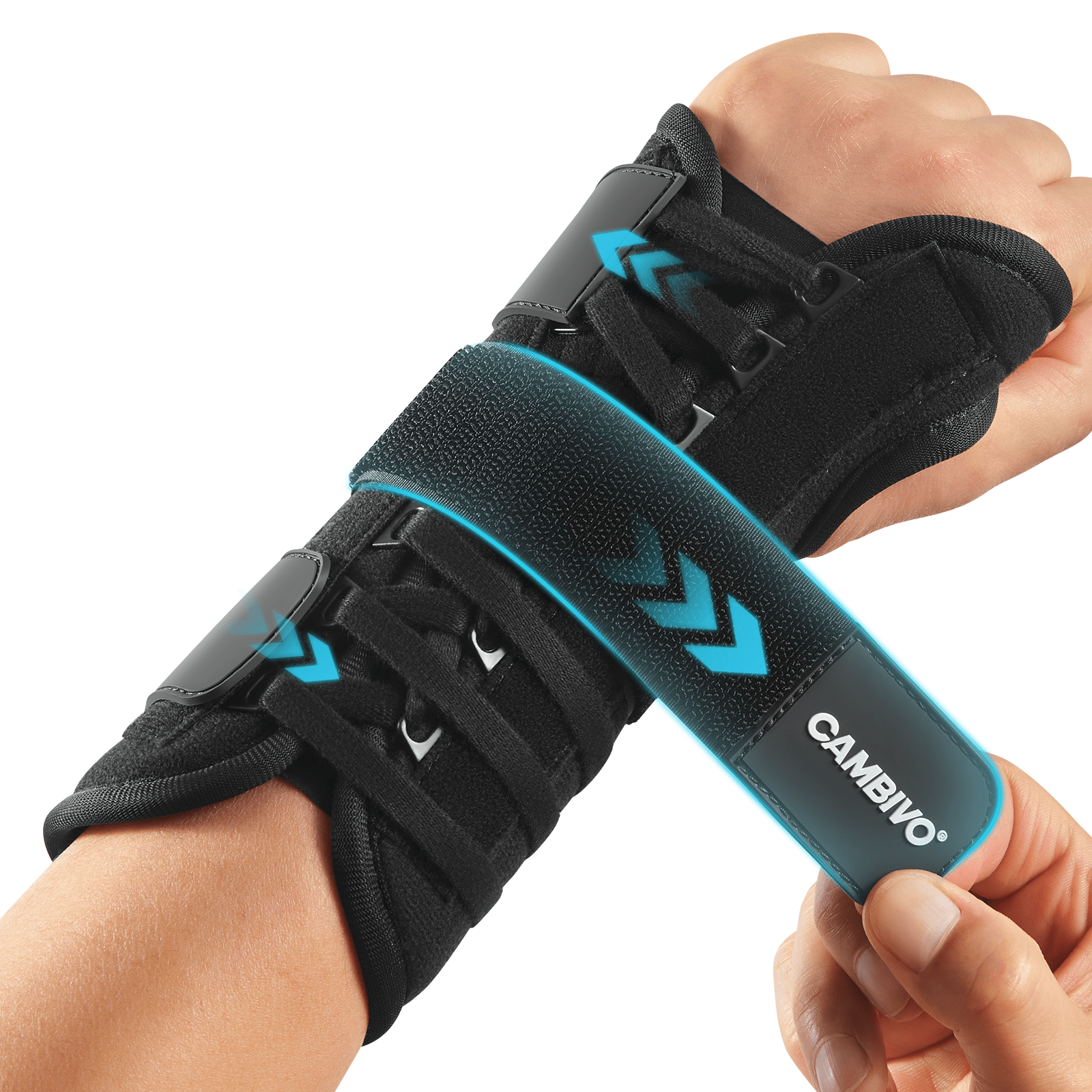 CAMBIVO Carpal Tunnel Wrist Brace with 3 Adjustable Straps and 2 Palm ...